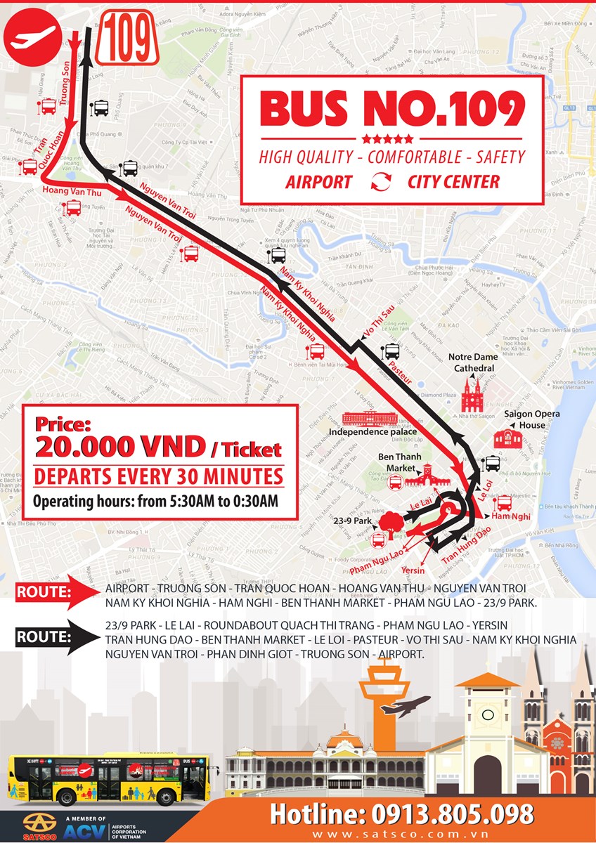 AIRPORT BUS 109: Tan Son Nhat Airport - 23/9 Park | Cheap Airport Taxi